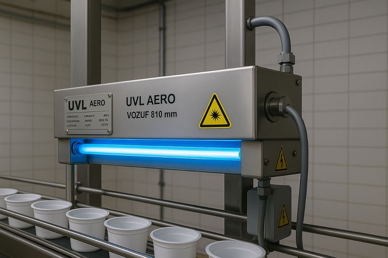 UV disinfection system for dairy packaging - UVL